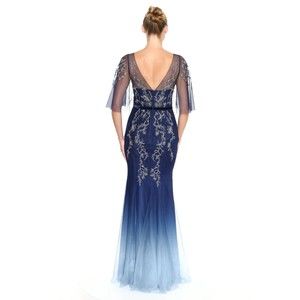 Marchesa | Dresses | Marchesa Notte Blue Ombre Floral Embroidered ...